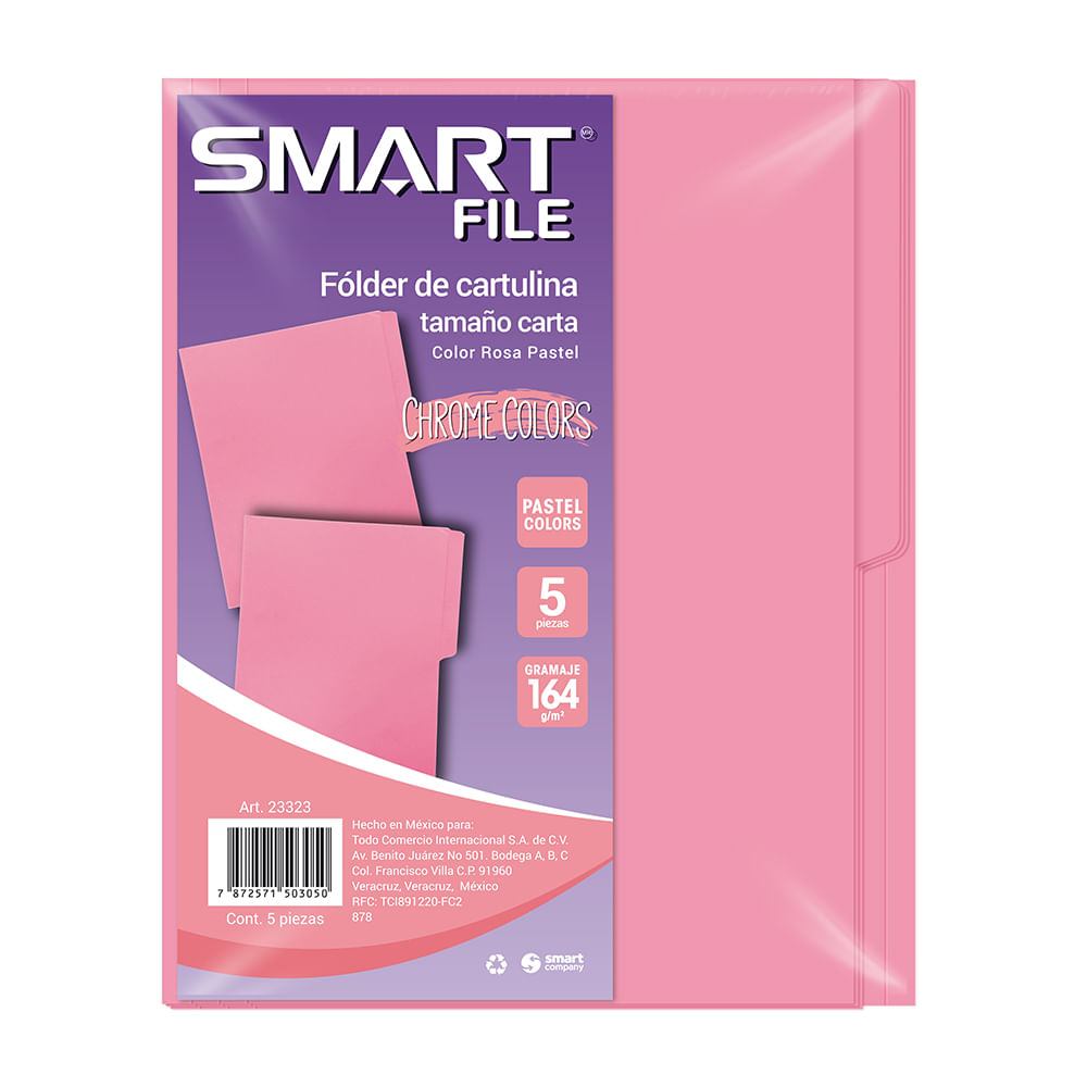 FOLDER CARTA ROSA PASTEL C/5PZAS 23323