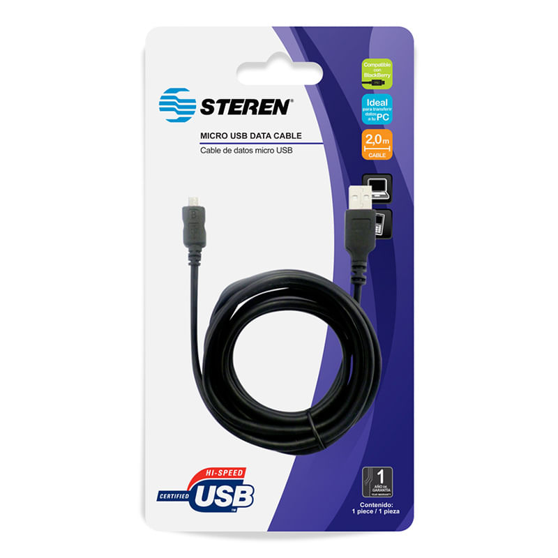 Cable Usb A Micro Usb Steren 2Mts Usb-345