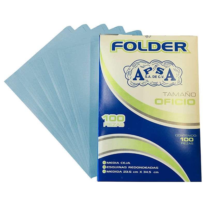 FOLDER OFICIO AZUL CON 100PZAS L21