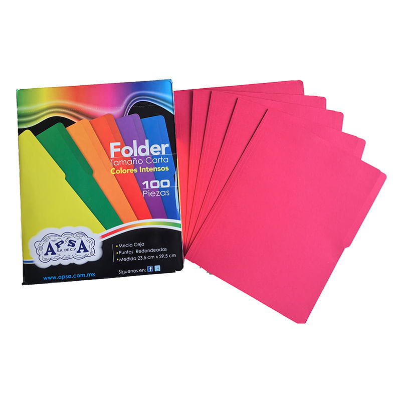 Folder Carta Rojo Intenso Con 100Pzas L80