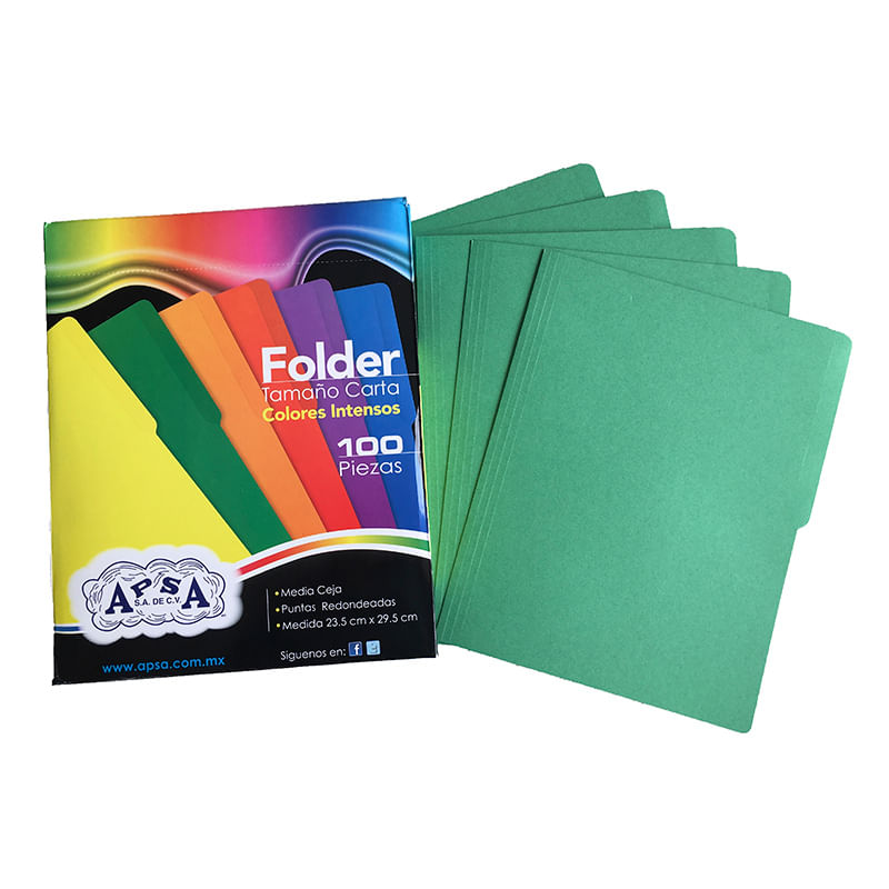 Folder Carta Verde Bandera Intenso Con 100Pzas L83
