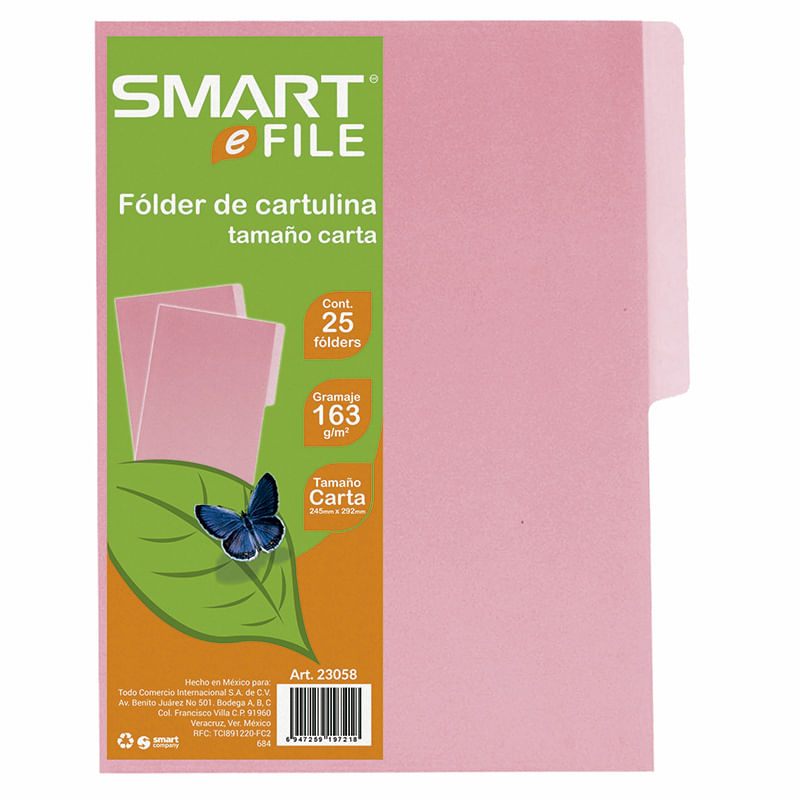 Folder Carta Rosa Con 25 Pzas 23058