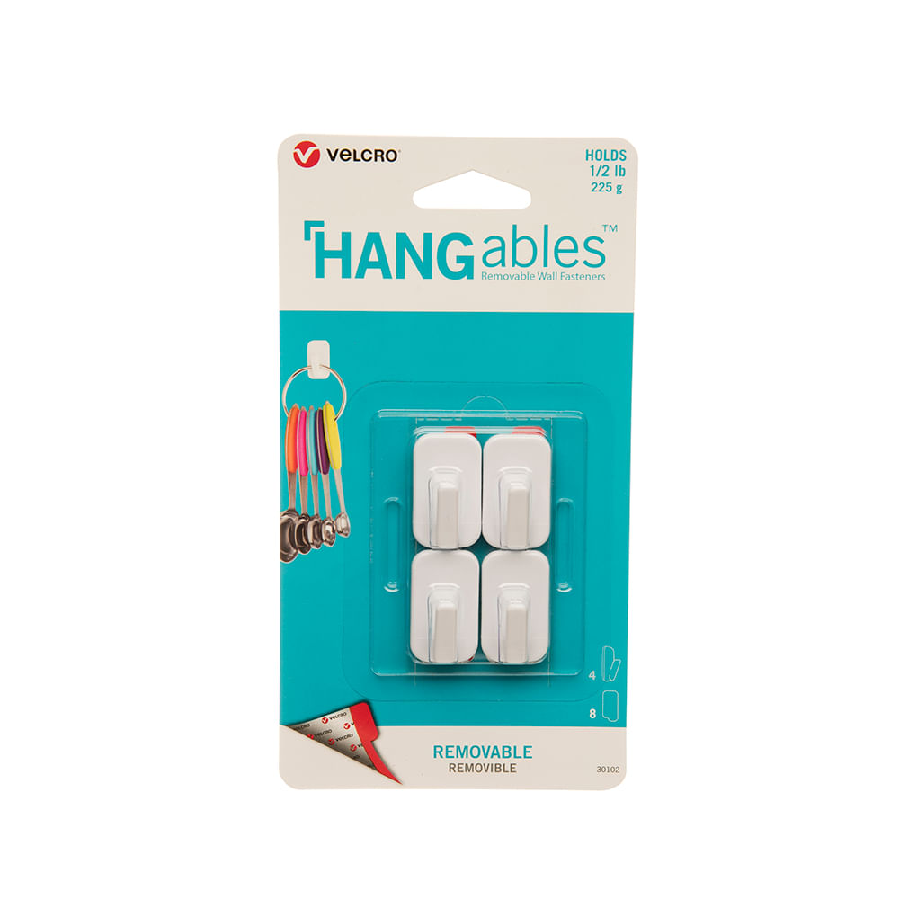 Velcro Gancho Mini Removible Con 4 Pzas Blanco Vel-30102-Lat