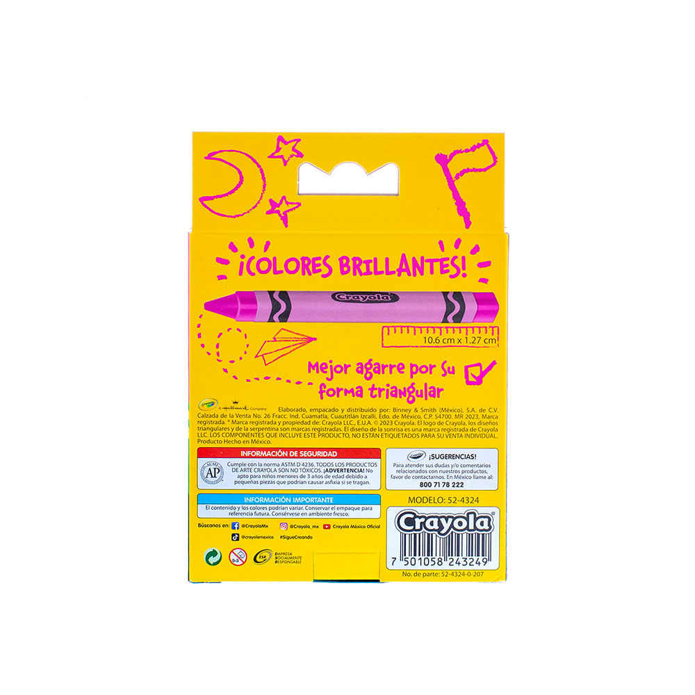CRAYON TRIANGULAR JUMBO 24 COLORES CRAYOLA 52-4324